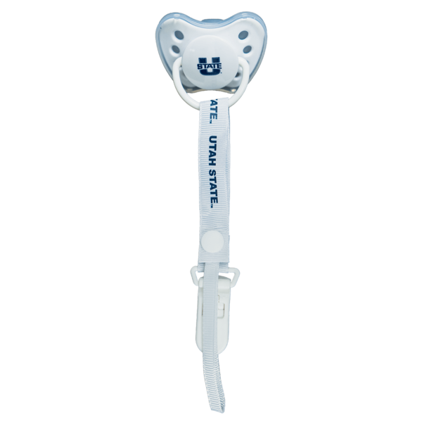 U-State Pacifier With Anti-Drop Clip | USU Campus Store