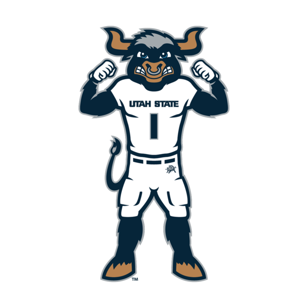Big Blue Muscle Bull Football Sticker | USU Campus Store